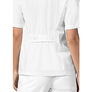 Adar Universal Scrubs for Women - Lapel Collar Buttoned Scrub Top - 2629 - White - XS
