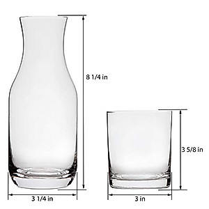 Lily's Home Bedside Night Water Carafe with Tumbler Glass, Use in Bedroom Bathroom, or Kitchen, Use Cup as Lid, 16 Ounces