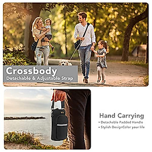 KOSIBATE Water Bottle Carrier Bag - Neoprene Water Bottle Sling Bag with Shoulder Strap, Handle Strap - Ideal Sports Water Bottle Accessory for Hiking Travelling Camping