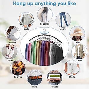 3 Pack Legging Organizer for Closet Hanging, Pants Hangers with 15 Clips Holds 45 Leggings, Shorts, Skirts, Jeans, Hats, Pants Hangers Space Saving Clothes Racks Closet Organizers and Storage, Black