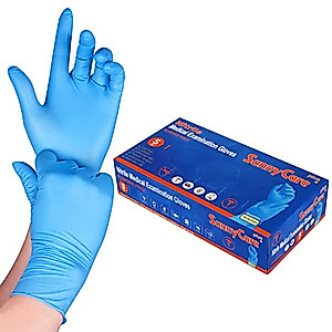 100Pcs SunnyCare 8201 Blue Nitrile Medical Exam Gloves Powder Free Chemo-Rated (Non Vinyl Latex) 100/box Size: Small