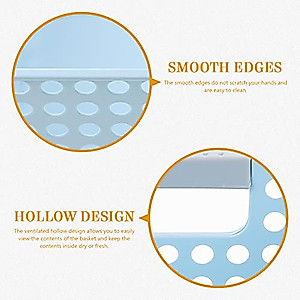 Zerodeko Rectangular Storage Basket 5pcs Plastic Storage Baskets Shelves Small Storage Bins Hollow Desktop Baskets for Closet Shelf Pantry Organizing Home Supplies Blue Makeup Storage Box