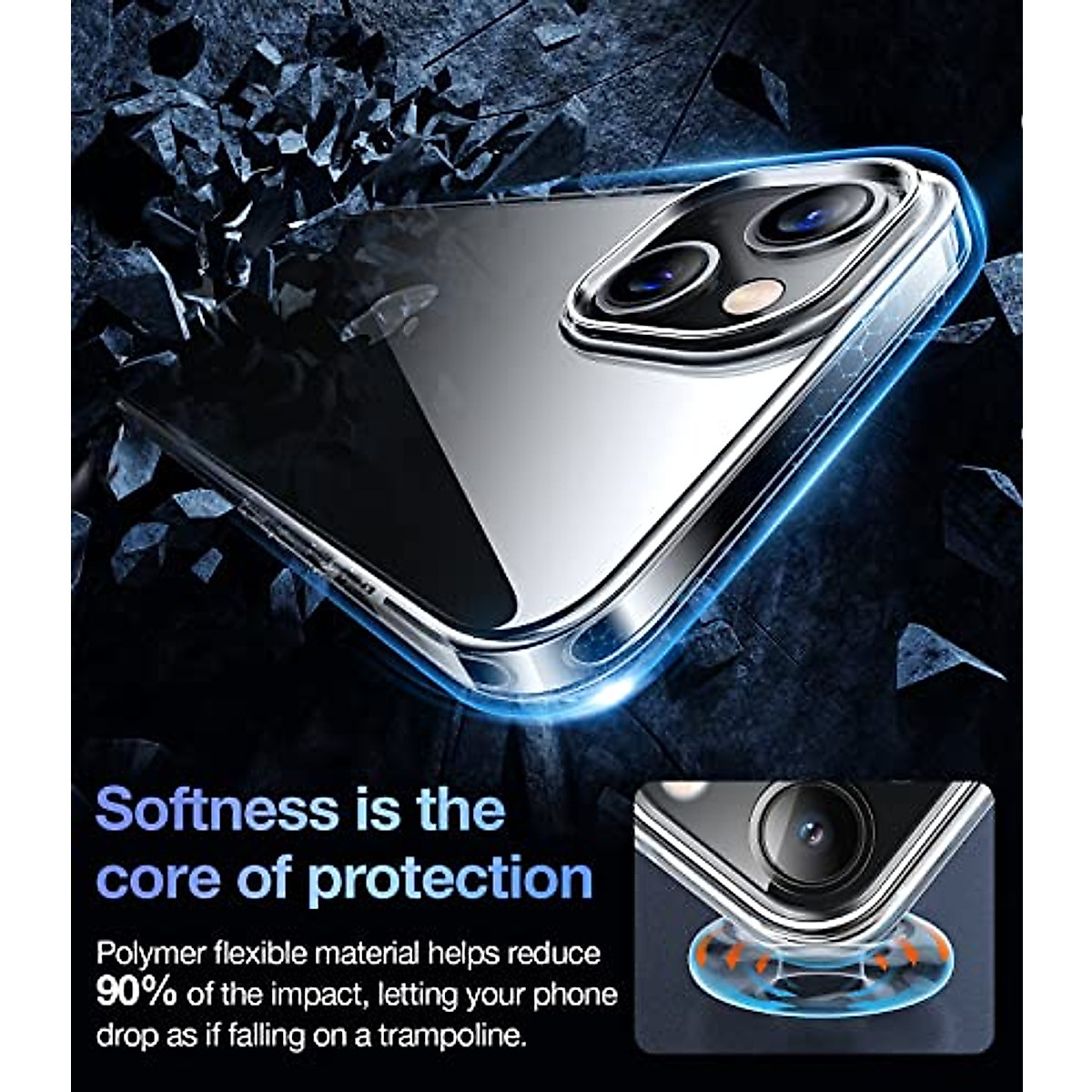 TORRAS Crystal Clear Designed for iPhone 14 Case, [Non-Yellowing] Slim Fit Ultra Thin [Military Drop Protection] Soft Silicone TPU Shockproof Protective Cover Case for iPhone 14 6.1 Inch, Clear