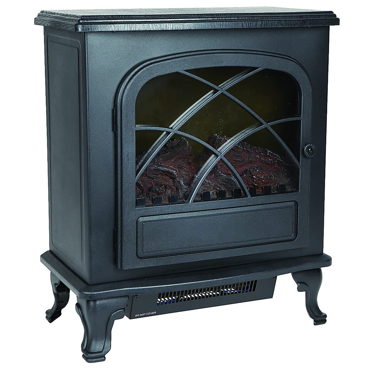 Infrared Electric Fireplace Stove Heater with Remote - L21.26 x W11.15 x H26.77 hes, Black