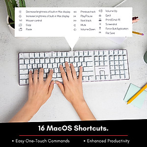 Macally Backlit Mechanical Keyboard for Mac - Quality You Can Feel - Classic Mac Mechanical Keyboard with Brown Switches for Comfortable Typing - 104 Key Apple Keyboard Wired USB with Weighted Base