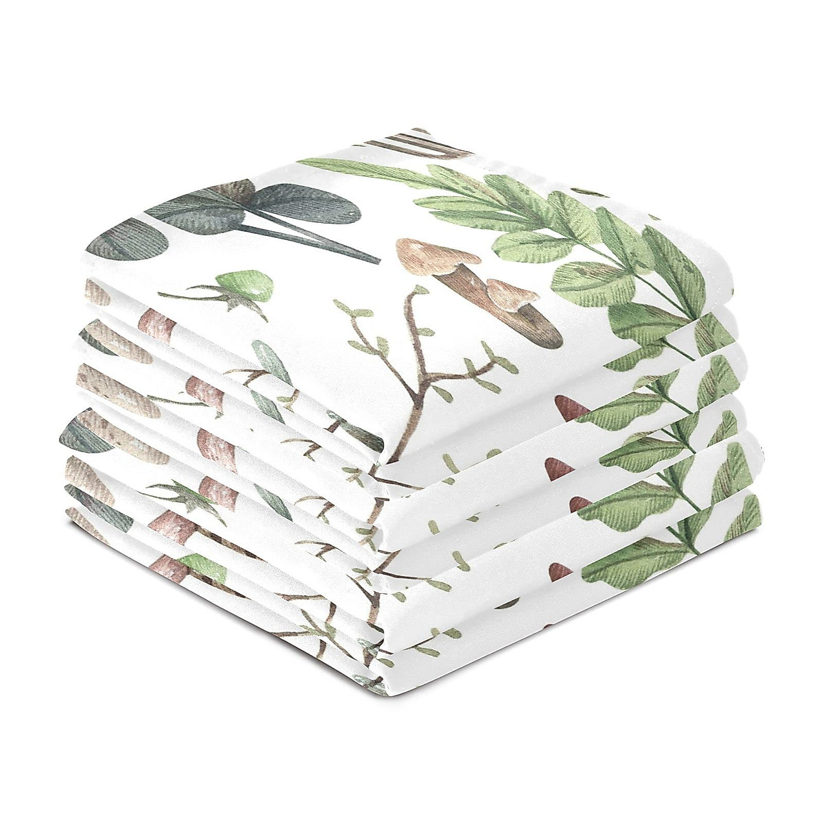 Kigai Kitchen Towels Set of 4, Retro Plants Highly Absorbent Dish Towels Reusable Cleaning Cloths Washable Tea Towels Hand Towel 28 x 18 Inch