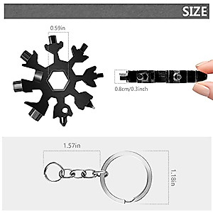 Snowflake Multitool, 1Pcs 18 in 1 Snowflake Multi tool Stainless Steel Snowflake Tool with Keyring(Black)