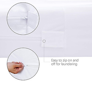 Waterproof Zippered Mattress Protector Queen (4/5/7/9Inches), Low Profile Mattress Protector, Fits for Amazon Basics & ZINUS Box Spring Mattress, 6 Sides Wrapping Zippered Mattress Encasement