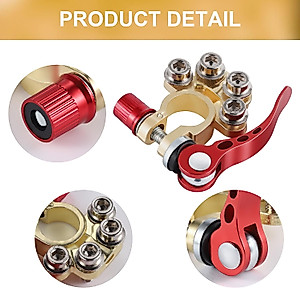 SINGARO Car Battery Terminal Connector, 4 Way Positive and Negative Pole Quick Release Terminal Clip, Applicable to SAE/JIS A Type Terminal Post, Compatible with Cars, Trucks and More（Gold-B）