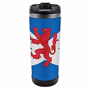 Flag of Scotland with Lion Rampant Travel Coffee Mug Reusable Insulated Drinking Cup with Lid for Home Outdoor Works 13 Oz