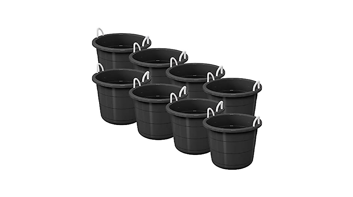 17-Gallon Storage Buckets with Rope Handles - 8 Pack