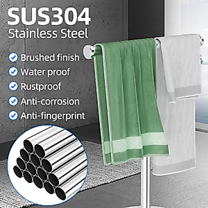 Blemoacha Towel Rack,T Shape Freestanding Towel Racks for Bathroom,Organizer Countertop Hand Towels Stand,Kitchen Vanity Marble Plinth,304 Stainless Steel Towels Bar Brushed Nickel