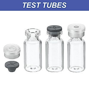 PATIKIL 3ml Sample Vials, 8 Pack Lab Empty Vials with Butyl Rubber Stopper and Crimp Top Caps Borosilicate Glass Vial, Transparent