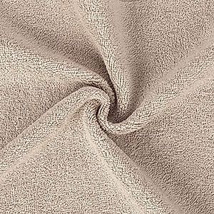 Mother-Earth Hand Towels, Fingertip Towels for Bathroom - 11 x 18 Inches, Extra Absorbent and Soft Terry Towels for Sensitive Skin, Quick Dry, Set 4 Pieces (Light Brown)