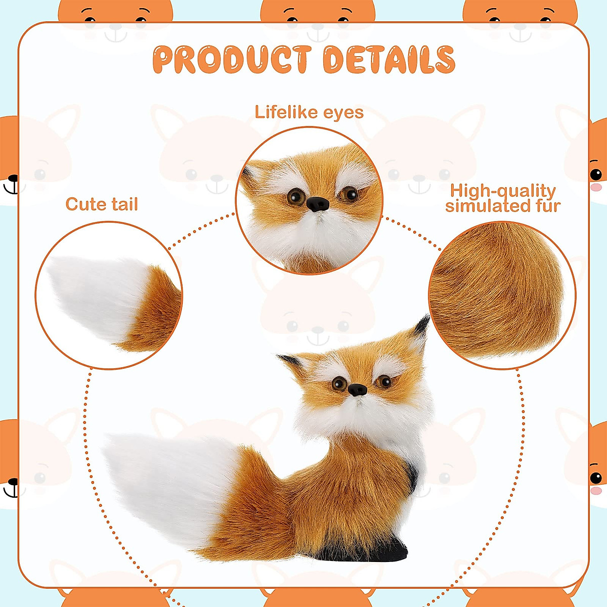 Sosation 2 Pcs Simulation Fox Mini Toy Fur Animal Model Stuffed Ornament Static Action Figures Fox Standing Sitting Plush for Home Office Desktop Bag Decoration 3.94 x 3.54 in, 3.15 x 2.75 in(Brown)