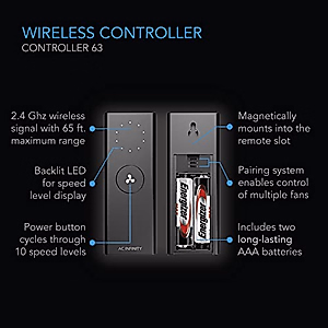 AC Infinity CLOUDLIFT S14, Industrial Wall Fan with Wireless Speed Controller, 14" High Velocity Shop Fan Floor Stand or Wall Mount, for Gyms, Garages, Greenhouses, and Warehouses