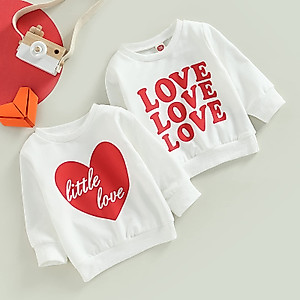 Toddler Baby Girl Boy Valentine's Day Sweatshirt Little Love Heart Pullover Tops Casual Unisex Baby Outfit (Heart Shape, 0-6 Months)