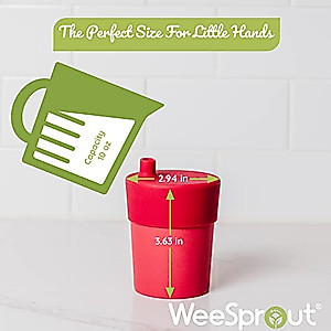WeeSprout Bamboo Grow-With-Me Sippy Cups, Set of four 10 oz Kids Cups, Double as Baby Sippy Cups & Toddler Cups, Made With All Natural Bamboo & 100% Silicone, Bite Spout Design, Dishwasher Safe