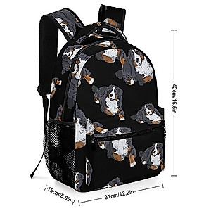 Swiss Bernese Mountain Dog Travel Laptop Backpack Casual Daypack with Mesh Side Pockets for Book Shopping Work