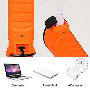 Suranew LED Worklight Flashlight, COB Rechargeable Work Lights with Magnetic Base 360 Degree Rotate and 5 Modes Portable Flood Light Inspection Construction Light for Car Repair (Orange, 2 Pack)