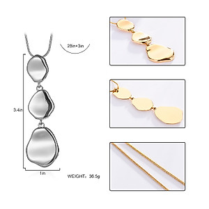 welbijoux Long Pendant Necklaces For Women Multi-Layer Pendant Y Necklace Set Statement Pendant Chic Jewelry (silver+gold)