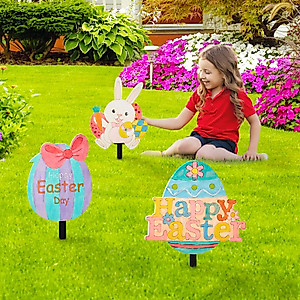 3pc Easter Arts and Crafts for Kids Paint Your Own Easter Yard Signs Wood Paint Craft Kits for Ages 8-12 Home Party Suppliess