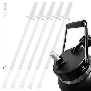 Jmoe USA Straw Adapter Kit for RTIC Jugs | 5-Pack of Reusable BPA Free Straws | Includes Cleaning Brush | Food-Grade Plastic | Compatible With Jug Lid | Easy to Clean (Half Gallon)
