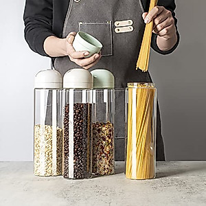 YUPHOO Spaghetti Container Storage 2 Packed Glass Pasta Jars Straw Holder Noodle Storage Containers for Pantry Counter with Lid