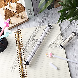 2 Pieces Plastic Measuring Rolling Ruler, Drawing Roller Ruler, Parallel Ruler, Multifunctional Drawing Design Ruler for Measuring, Drafting, Student, School and Office (6 Inch, 12 Inch)