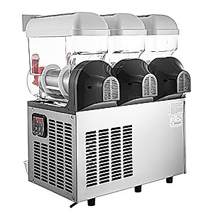 Happybuy 110V Commercial Slushy Machine 15L x 3 Tank Frozen Drink Machine 1800W Commercial Margarita Machine Stainless Steel Suitable for Supermarkets Cafes Restaurants Snack Bar