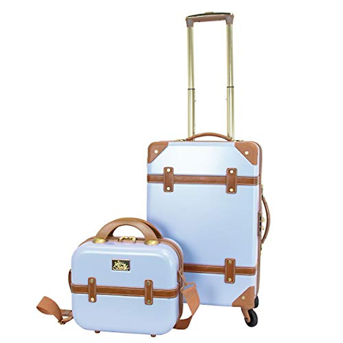 Chariot Gatsby 2-piece set Hardside Expandable Carry On Luggage With Matching Beauty Case (Ice Blue)