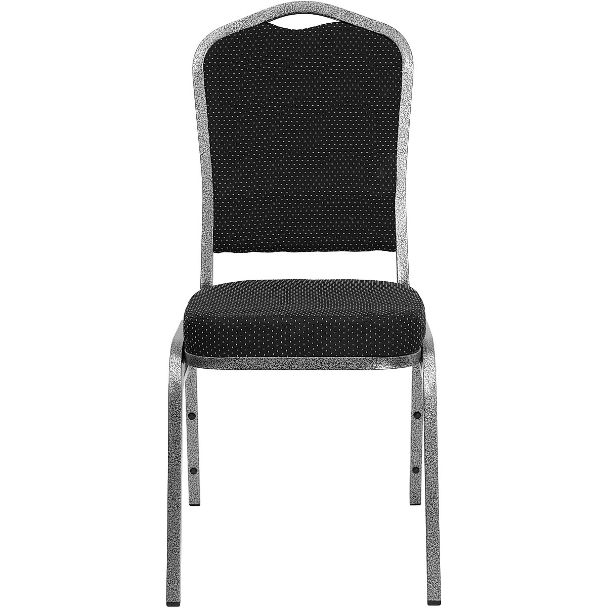 Flash Furniture HERCULES Series Crown Back Stacking Banquet Chair in Black Patterned Fabric - Silver Vein Frame