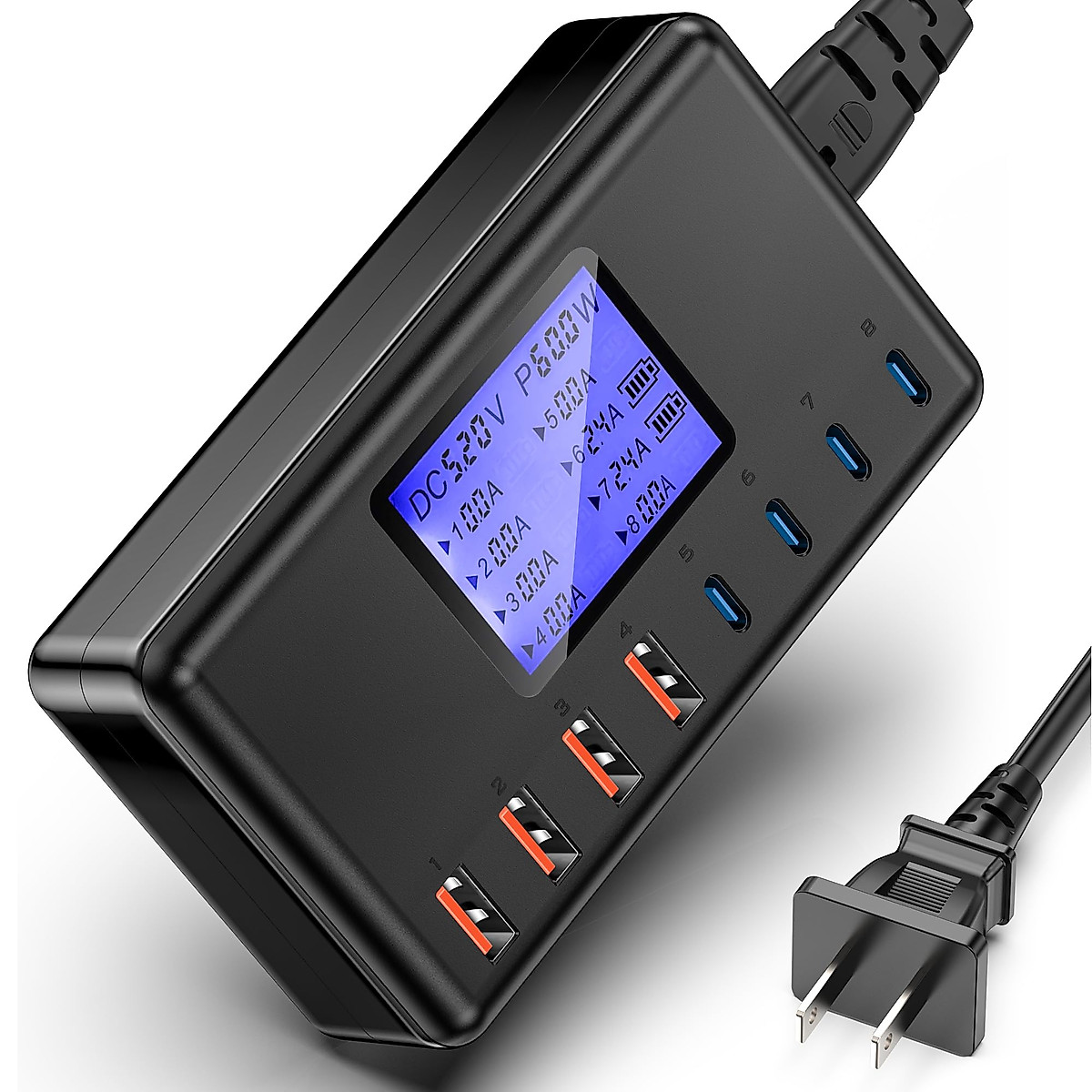 152W USB Charging Station, 8-Port Desktop USB C Charger Station, 20W 4xUSB-C Charger & 18W 4xUSB-A Multiple USB Charging Hub Compatible with iPhone 15/14/13 Pro/Max, iPad, Samsung Galaxy Note S23