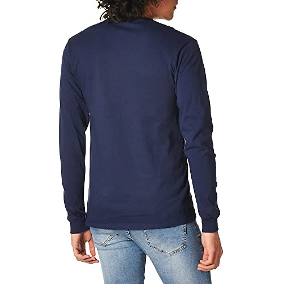 Soffe Men's Long-Sleeve Cotton T-Shirt, Navy, Large