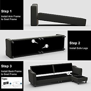 Belffin Velvet Convertible Sectional Sofa L Shaped Couch Reversible Sectional Sofa with Chaise Velvet 4 Seat Sectional Sofa (Grey)…