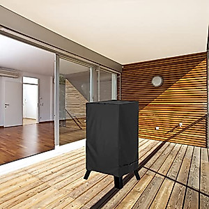 Nicunom Square Electric Smoker Cover, 600D Heavy Duty Waterproof Grill Cover, Dust UV and Fade Resistant Fabric, Durable and Convenient with Handles and Straps, 28" x 22" x 39", Black