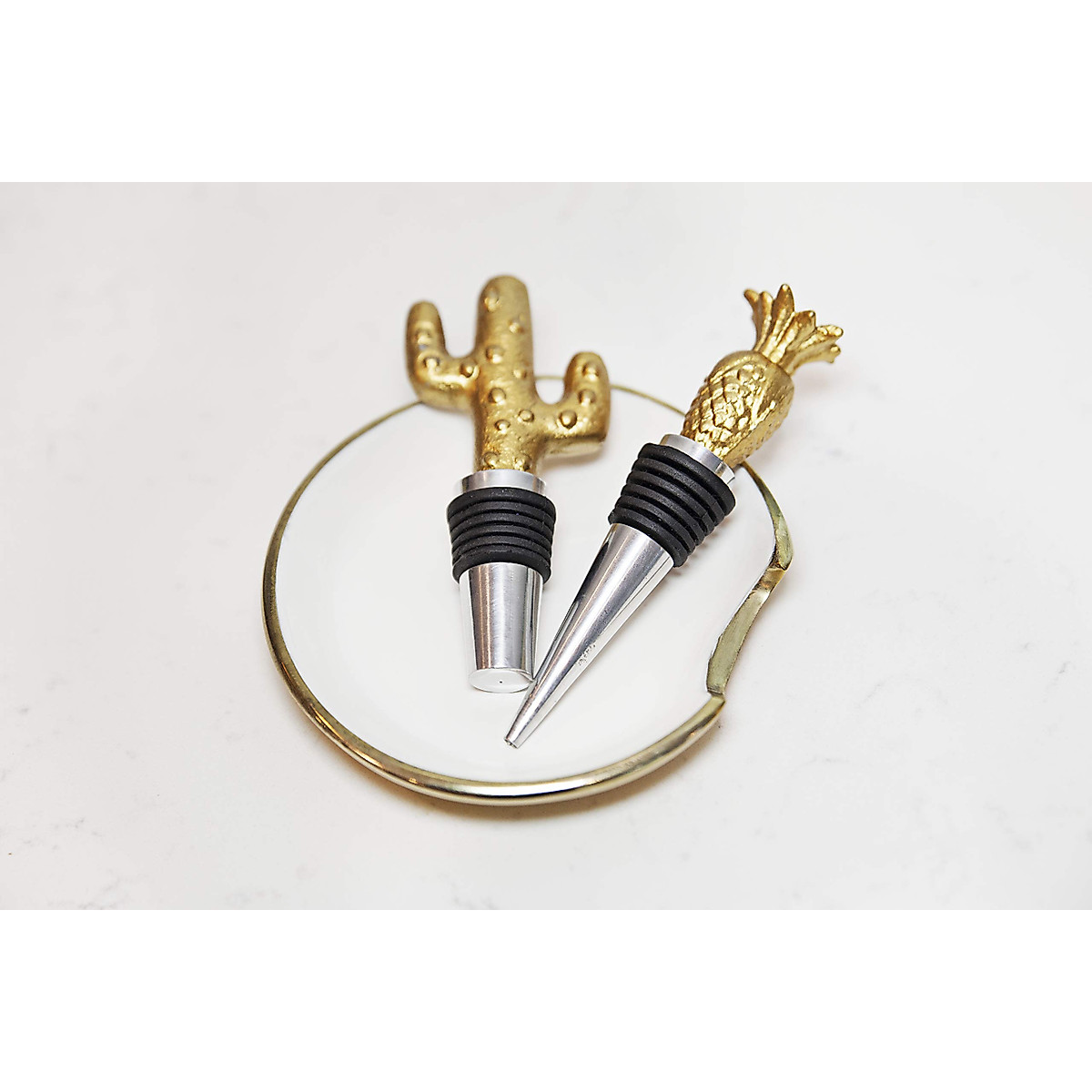 Alchemade White Spoon Rest - Stylish Brass And Enamel Aesthetic Cooking Spoon Holder In A Mid-century Style For Your Kitchen - Jewelry Trinket Holder For Your Bedroom Or Soap Dish For Your Bathroom