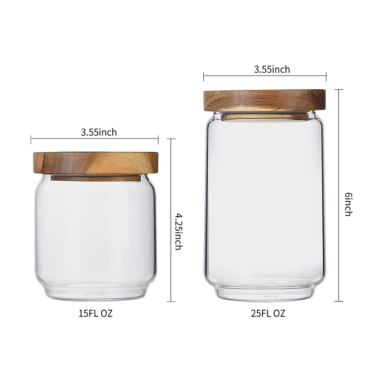 BaoFull Glass Jar with Lid, Airtight Food Storage Containers Glass Set for Coffee Beans| Sugars| Candy, 4 Pack