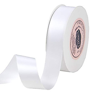 VATIN 1 inch Double Faced Polyester Satin Ribbon White - 25 Yard Spool, Perfect for Wedding, Wreath, Baby Shower,Packing and Other Projects.