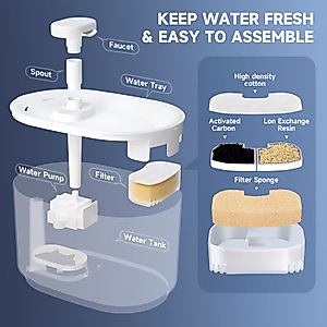 ELS PET Cat Water Fountain with Wireless Pump, 118 oz/3.5L Automatic Pet Water Fountain for Cats Inside, Auto Power Off Pump & Ultra Quiet Dog Water Dispenser, Easy to Clean/Safe/BPA-Free (3.5L/118oz)