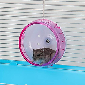5.5inch Silent Hamster Wheel-Pets Running Sports Exercise Wheel Jogging Wheel Hamster Rat Gerbil Silent Spinner (Pink)