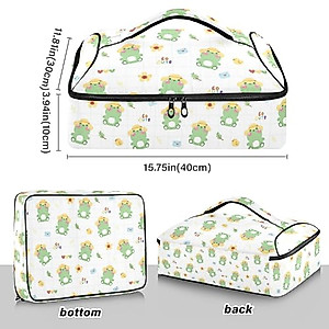 Kcldeci Insulated Thermal Food Carrier Insulated Casserole Carrier for Hot or Cold Food,Cute Frog Wear Hat Insulated Tote Bag for Potluck Cookouts Parties Picnic,Lasagna Lugger