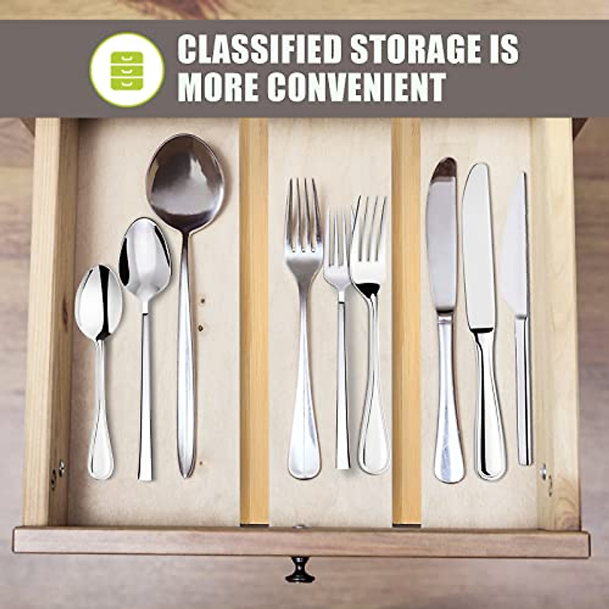 ND NEU DESIGN NeuDesign Bamboo Drawer Dividers - Adjustable and Expandable Organizers for Kitchen, Dresser, Bedroom, Bathroom, Office - Fits Large Drawers 17" to 22" - Pack of 4, Natural