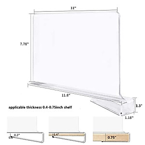MIVERYEA Acrylic Shelf Dividers, Clear Shelf Divider for Closet Organization 6 Pack Plastic Shelve Divider for Clothes Purses Separators