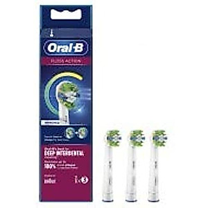 Oral-B FlossAction Replacement Heads for Electric Toothbrush with CleanMaximiser Technology, Pack of 3
