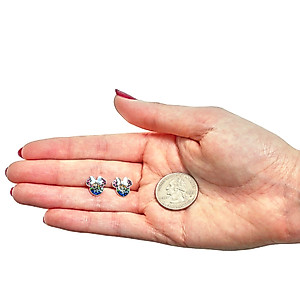 Disney Minnie Mouse Earrings - Sterling Silver Minnie Mouse Stud Earrings with Rainbow Crystals - Disney Earrings for Women