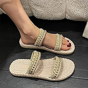 Beach Slippers for Women Summer Fashion House Slippers Open-Toe Breathable Casual Beach Shoes Sandals (Yellow, 7)