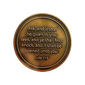 Faith Can Move Mountains Challenge Coin, Antique Gold-Color Plated, Ask and It Shall Be Given to You Coin