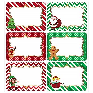 Wonmon 300PCS Christmas Gift Tags Stickers, Self Adhesive Christmas Name Tags Gift Present Tags Label Sticker for Organizing Jar Christmas Holiday Decoration School Supplies, 1.96x2.75 Inch