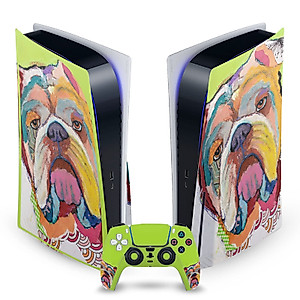 Head Case Designs Officially Licensed Michel Keck Bulldog Art Mix Vinyl Faceplate Sticker Gaming Skin Decal Cover Compatible With Sony PlayStation 5 PS5 Disc Edition Console & DualSense Controller
